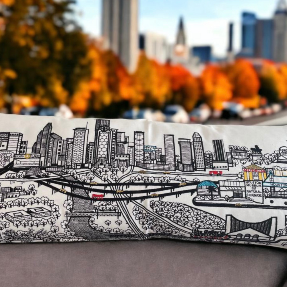 Embroidered Skyline Pillows & Ottomans – Beyond Cushions