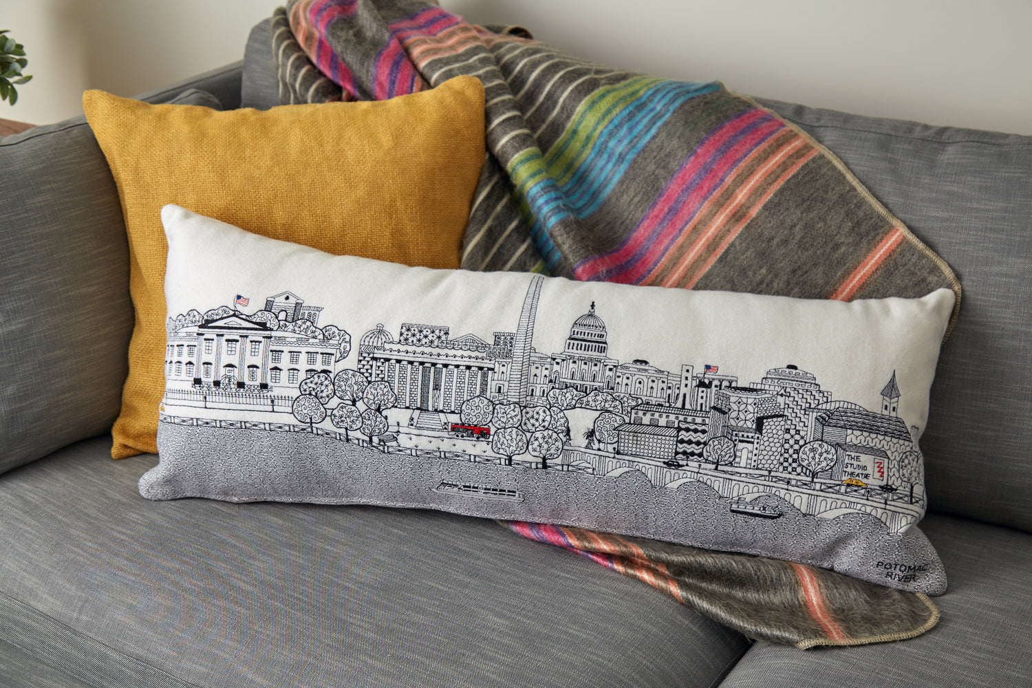 Embroidered Skyline Pillows & Ottomans – Beyond Cushions